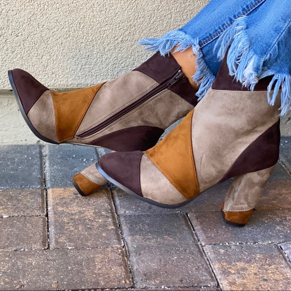 ASOS | Shoes | Soho Patchwork Block Wrapped Heel Tall Ankle Boots ...